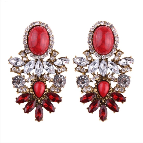 Royalty Jewels | Jewelry | New Red Crystal Statement Earrings Royalty ...